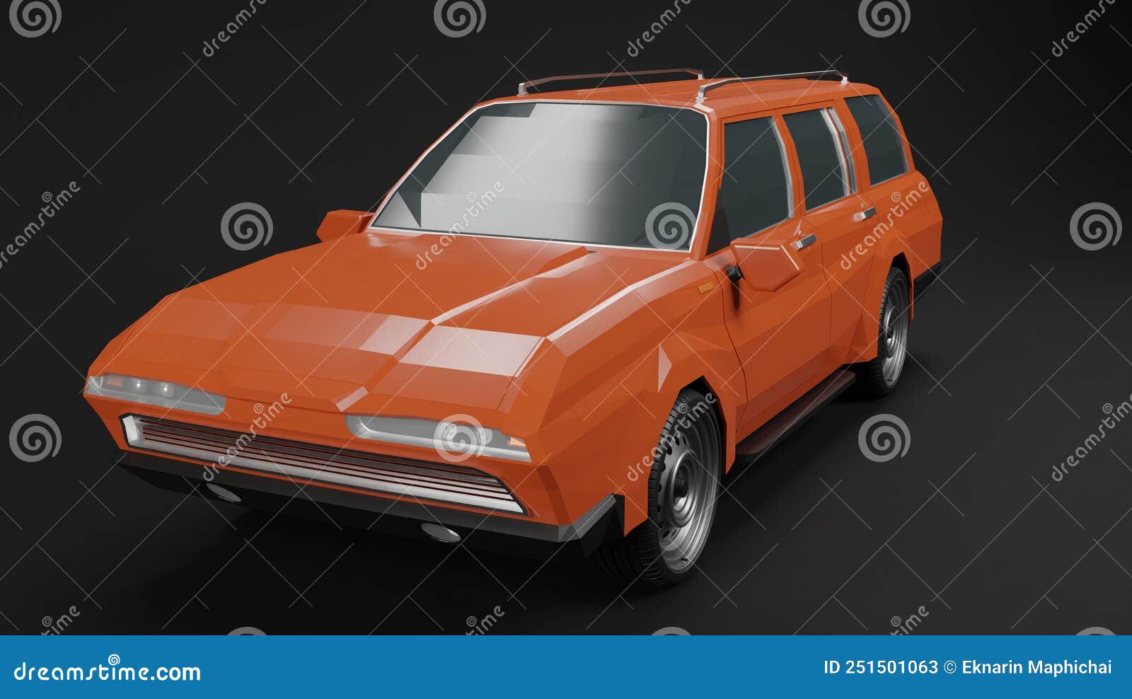 3d Render Front View SUV Car Low Poly Model Stock Illustration ...