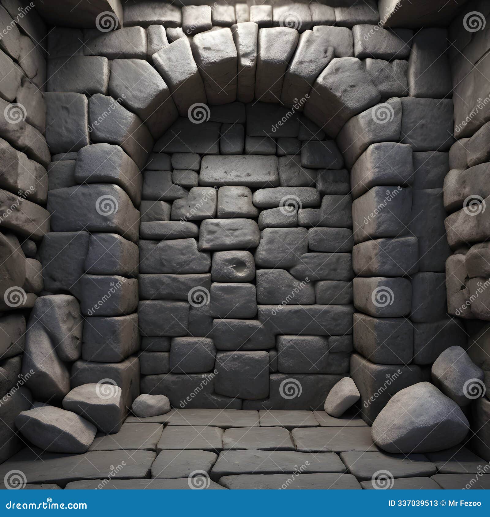 A 3D Render of a Frontal View of a Stone Wall in a Fantasy Crypt Stock ...
