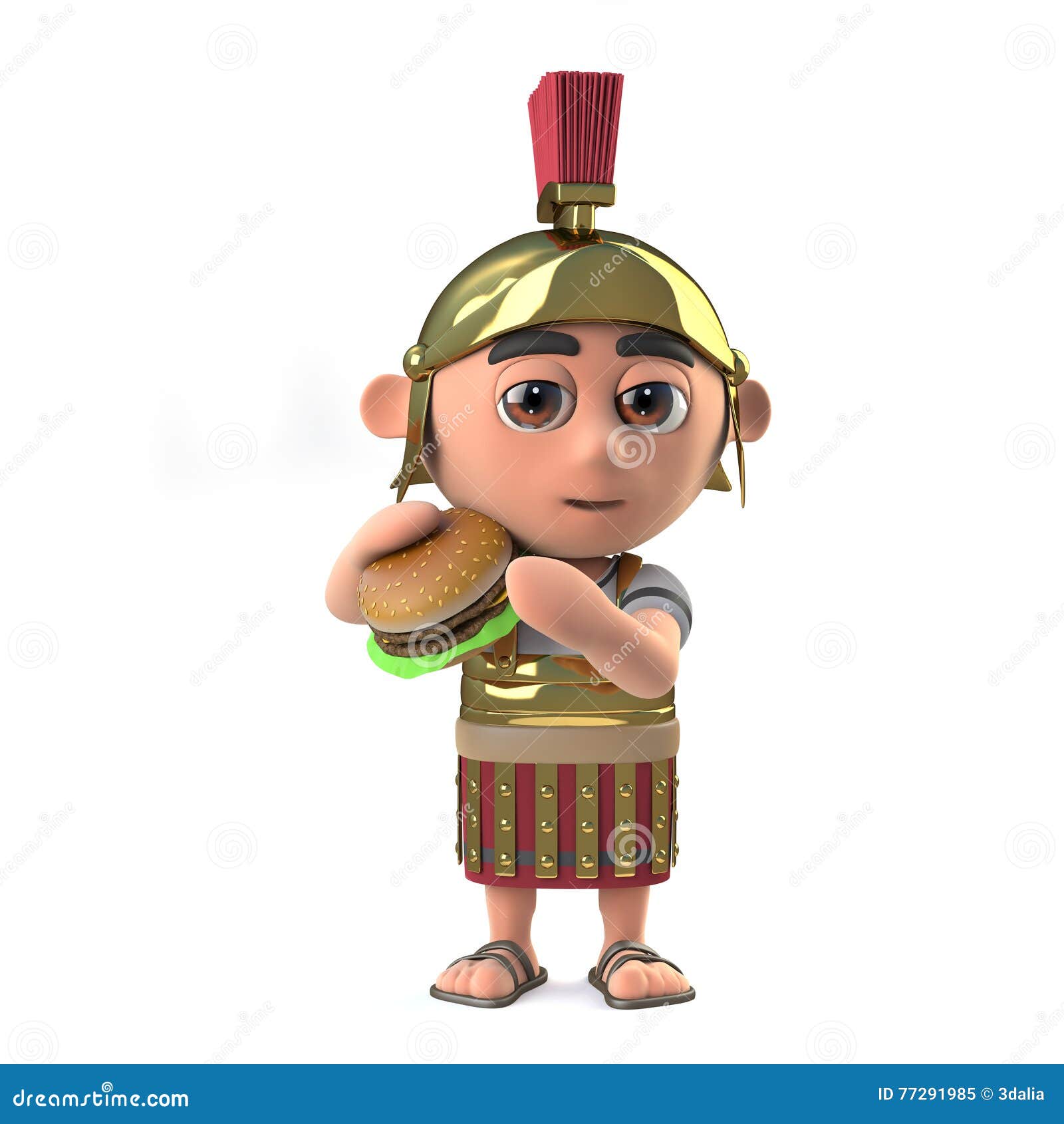 3d Funny Cartoon Roman Centurion Gladiator Eats a Burger Stock ...