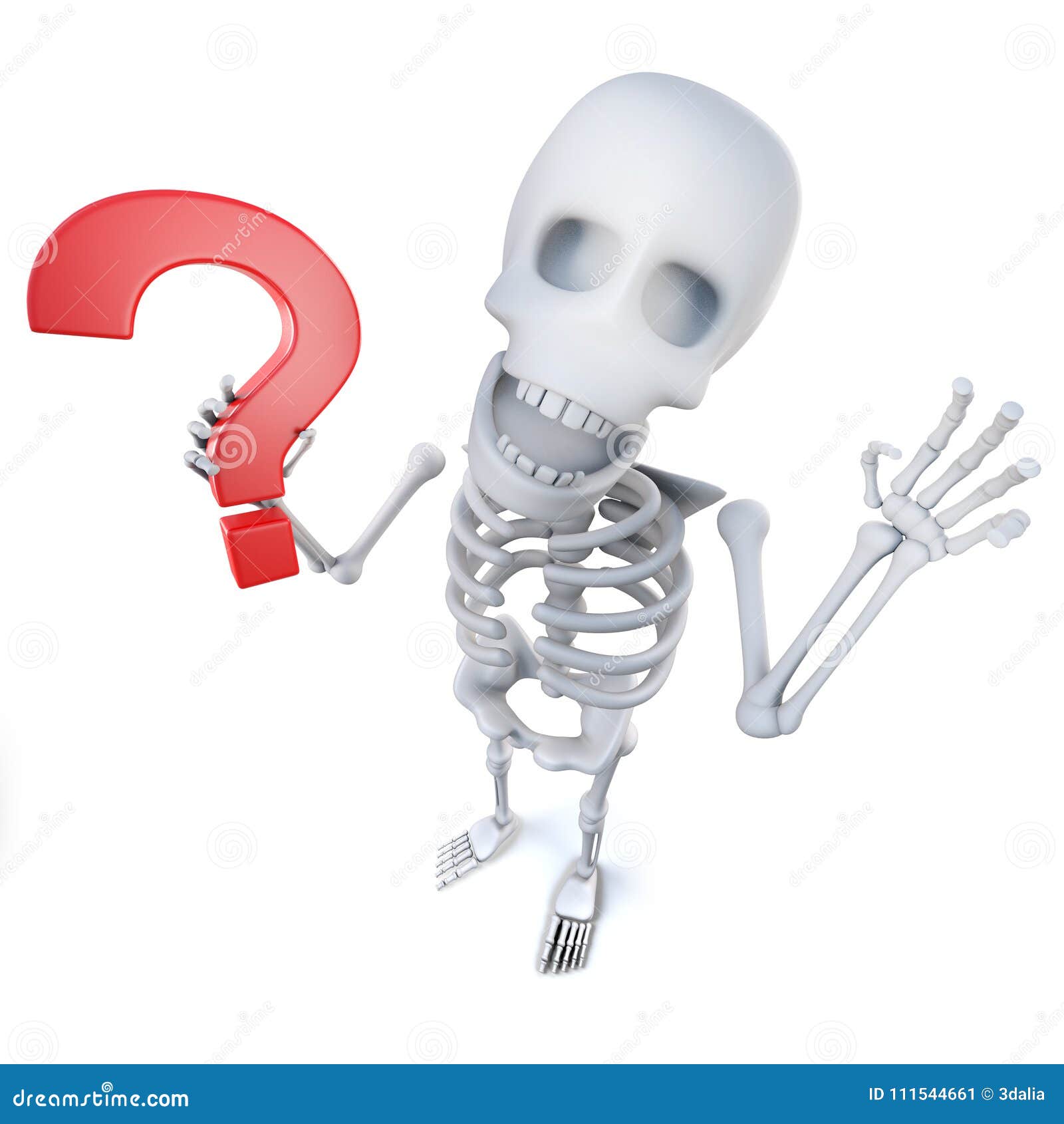 3d Funny Cartoon Skeleton Character Holding a Question Mark Symbol ...