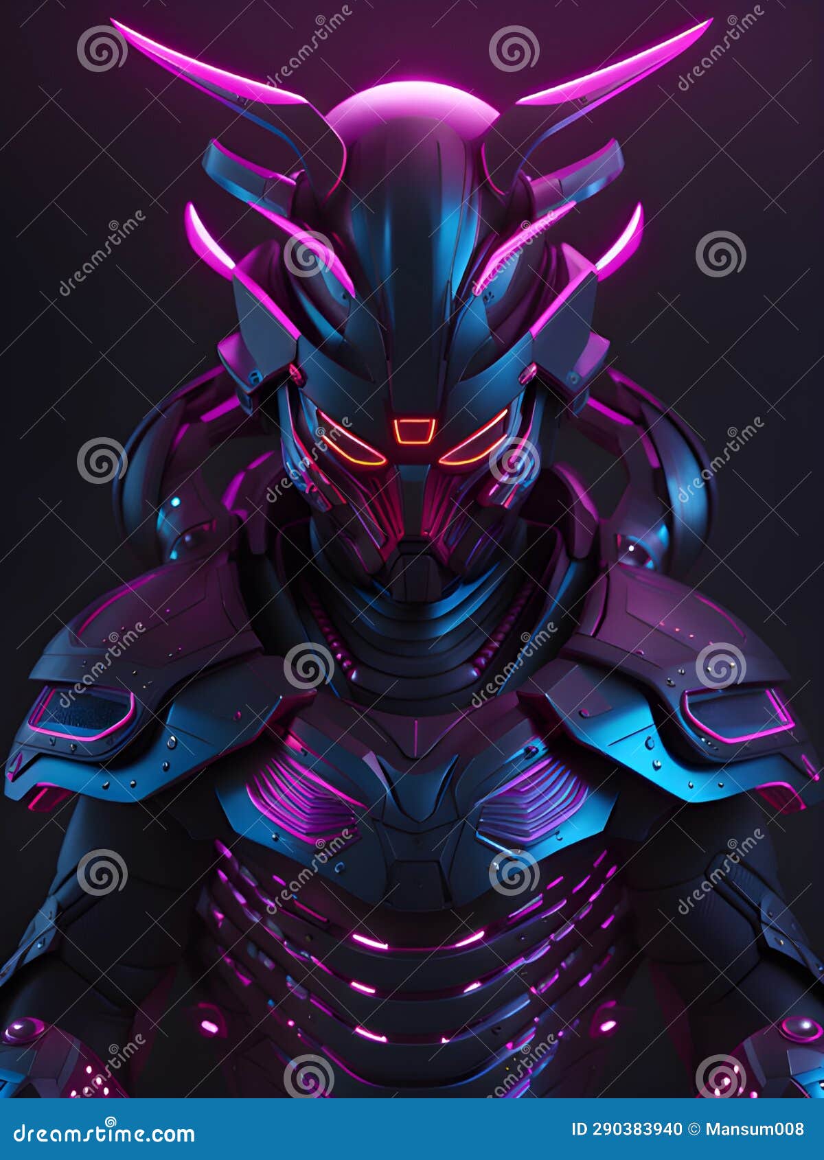 3d Render of a Futuristic Alien with a Neon Lights, Ai Generated Stock ...