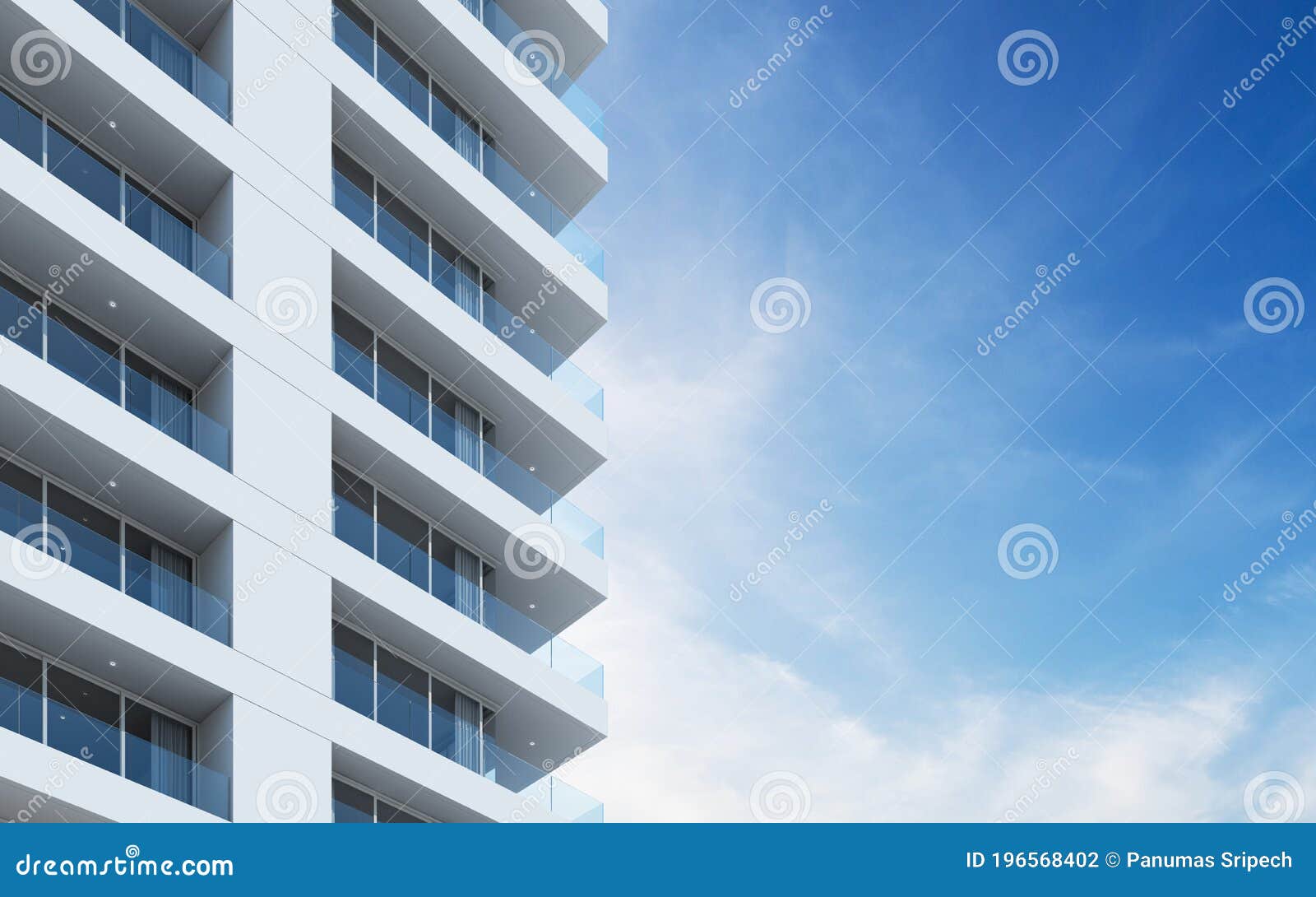 3D Rendering of Futuristic Architecture, Skyscraper Building with Glass ...