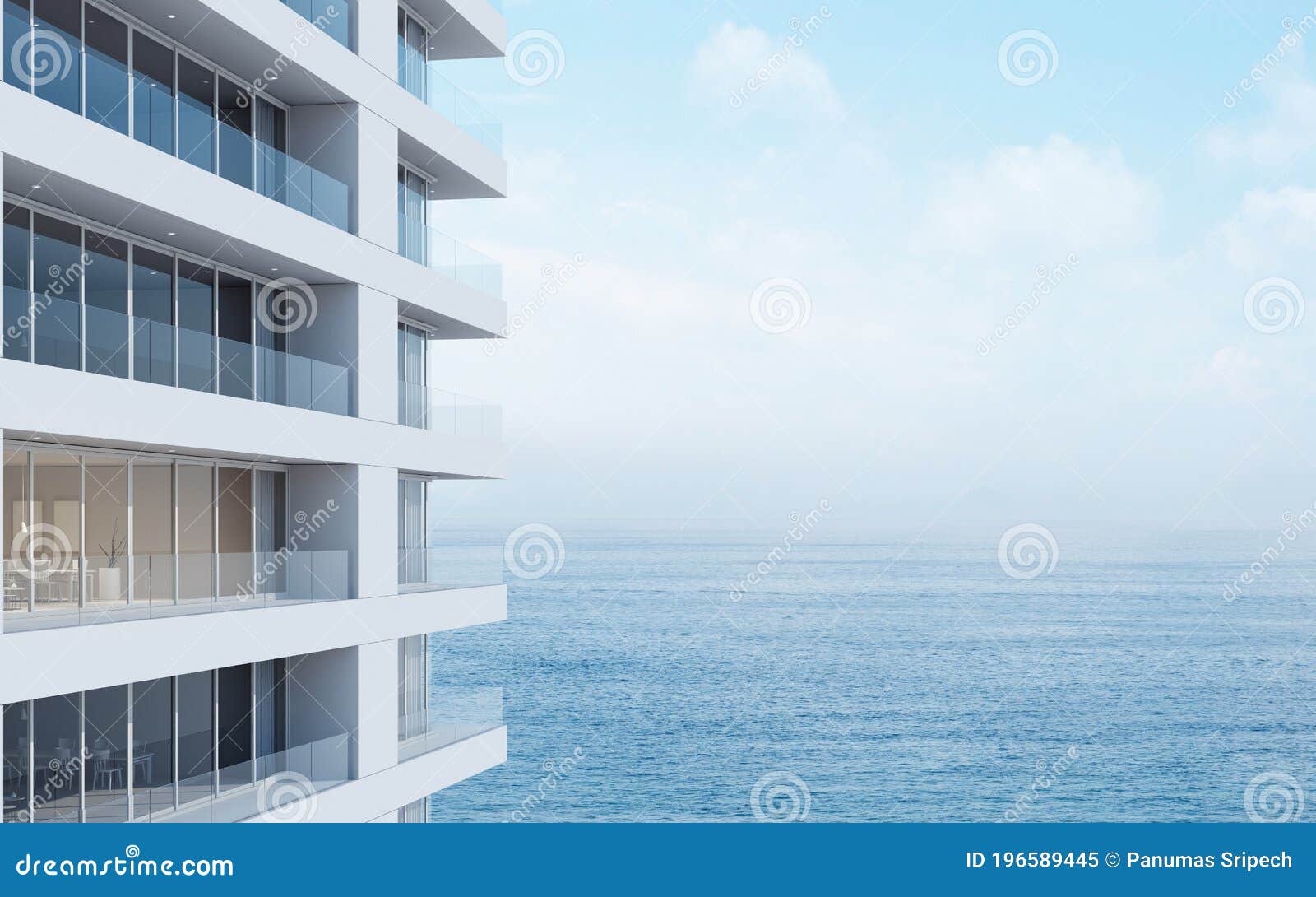 3D Render Of Futuristic Architecture, Skyscraper Building With Curve ...