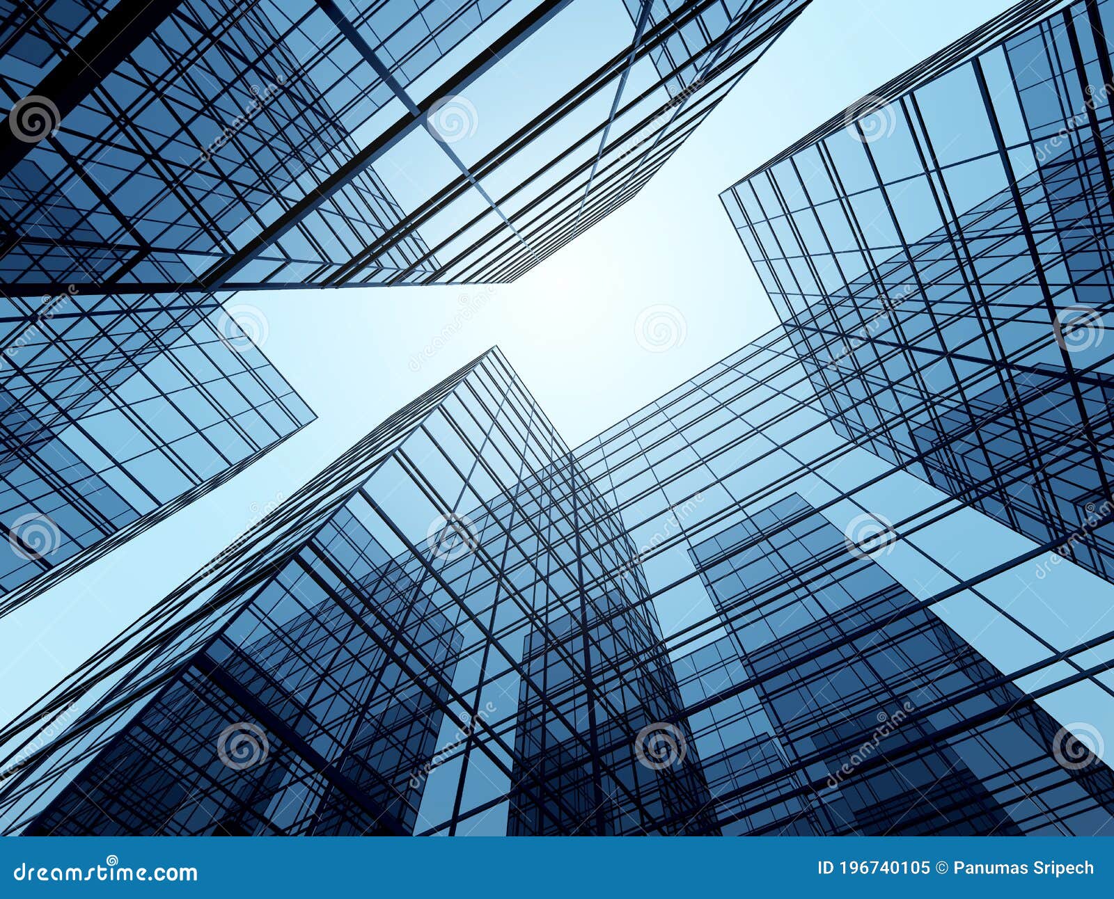 3D Render of Futuristic Architecture, Skyscraper Building with Glass ...