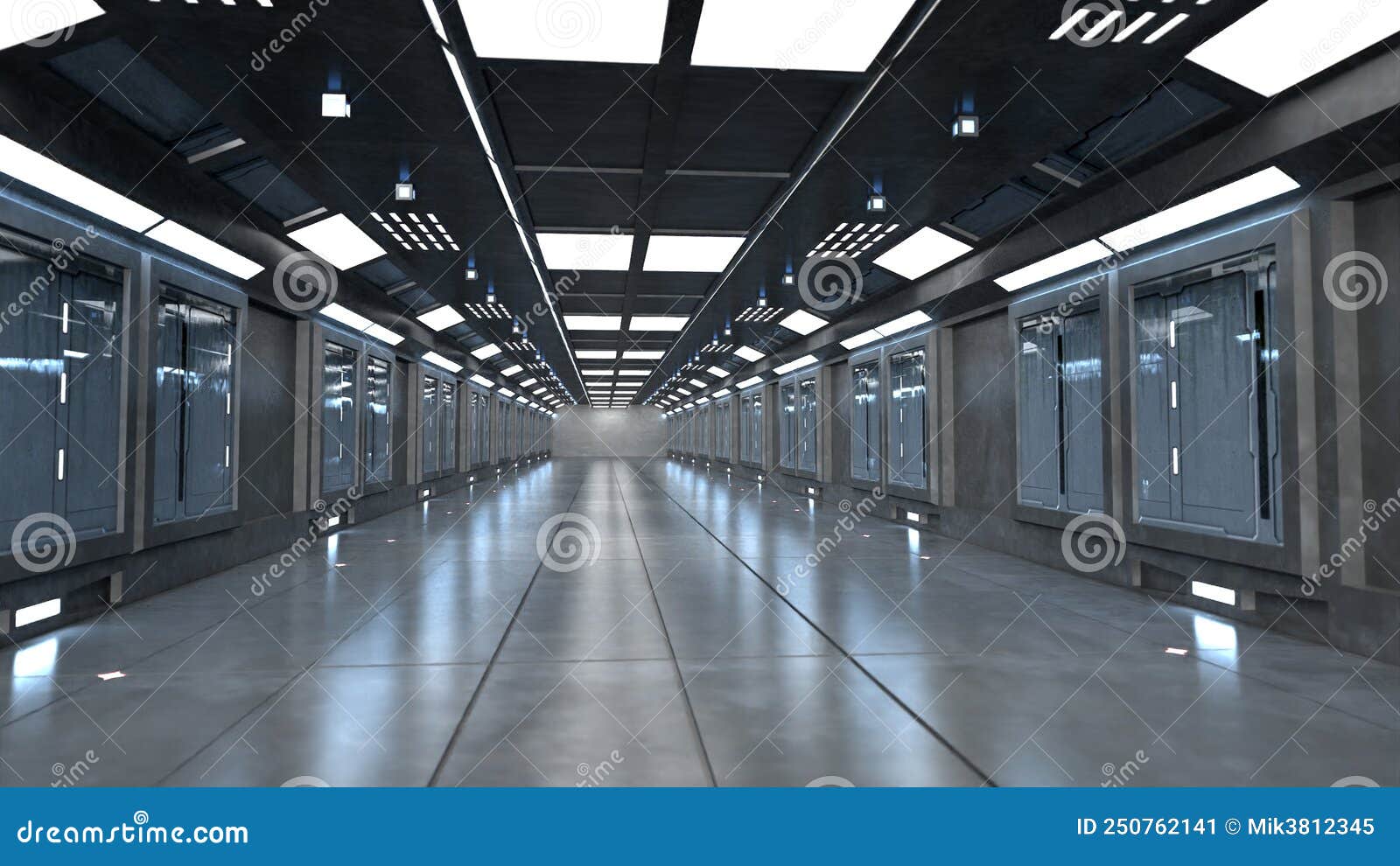 Futuristic Corridor Interior Design Stock Illustration - Illustration ...