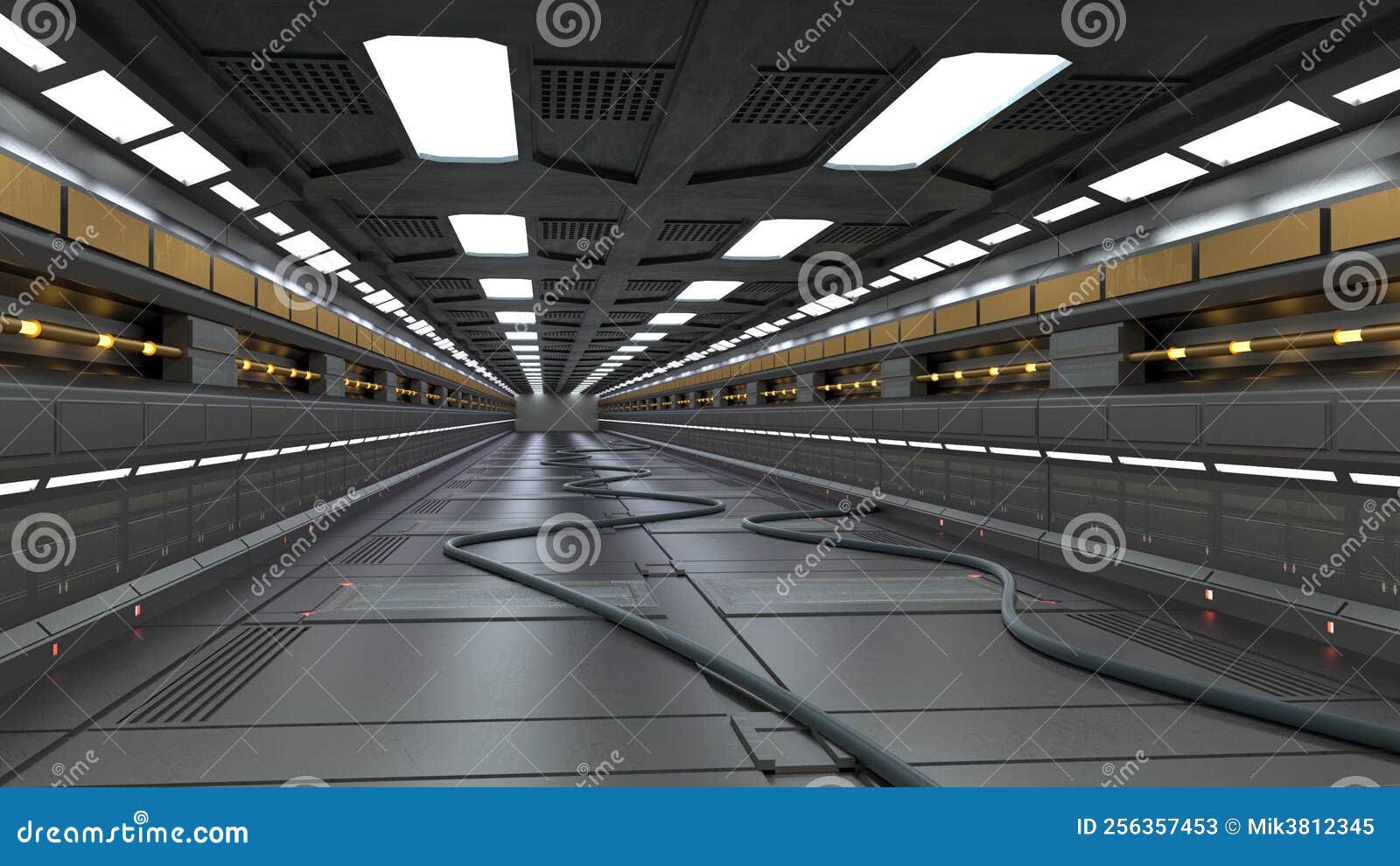 Futuristic Corridor Interior Design Stock Illustration - Illustration ...