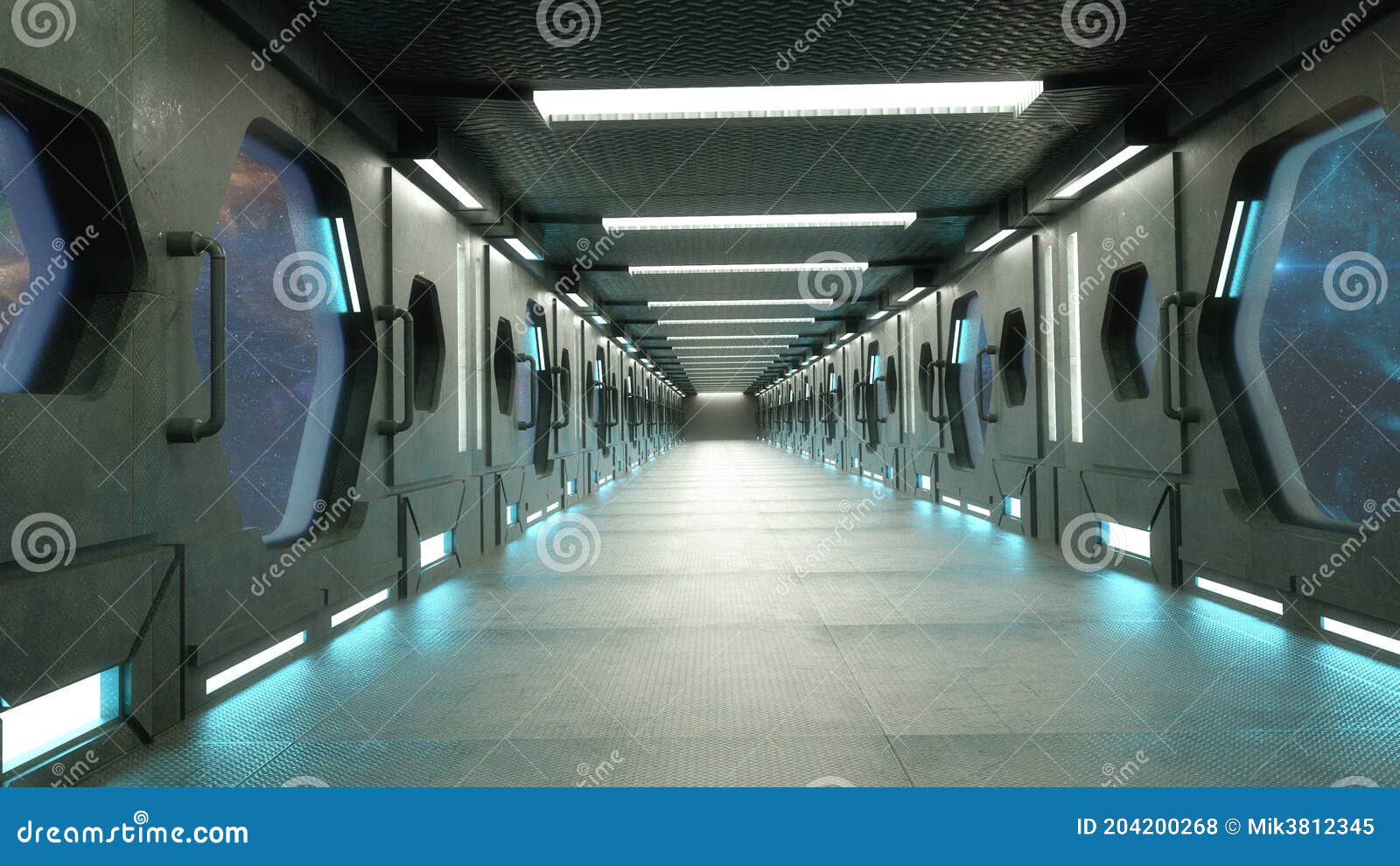 Futuristic Hallway. Concept of Modern Architecture and Interior ...