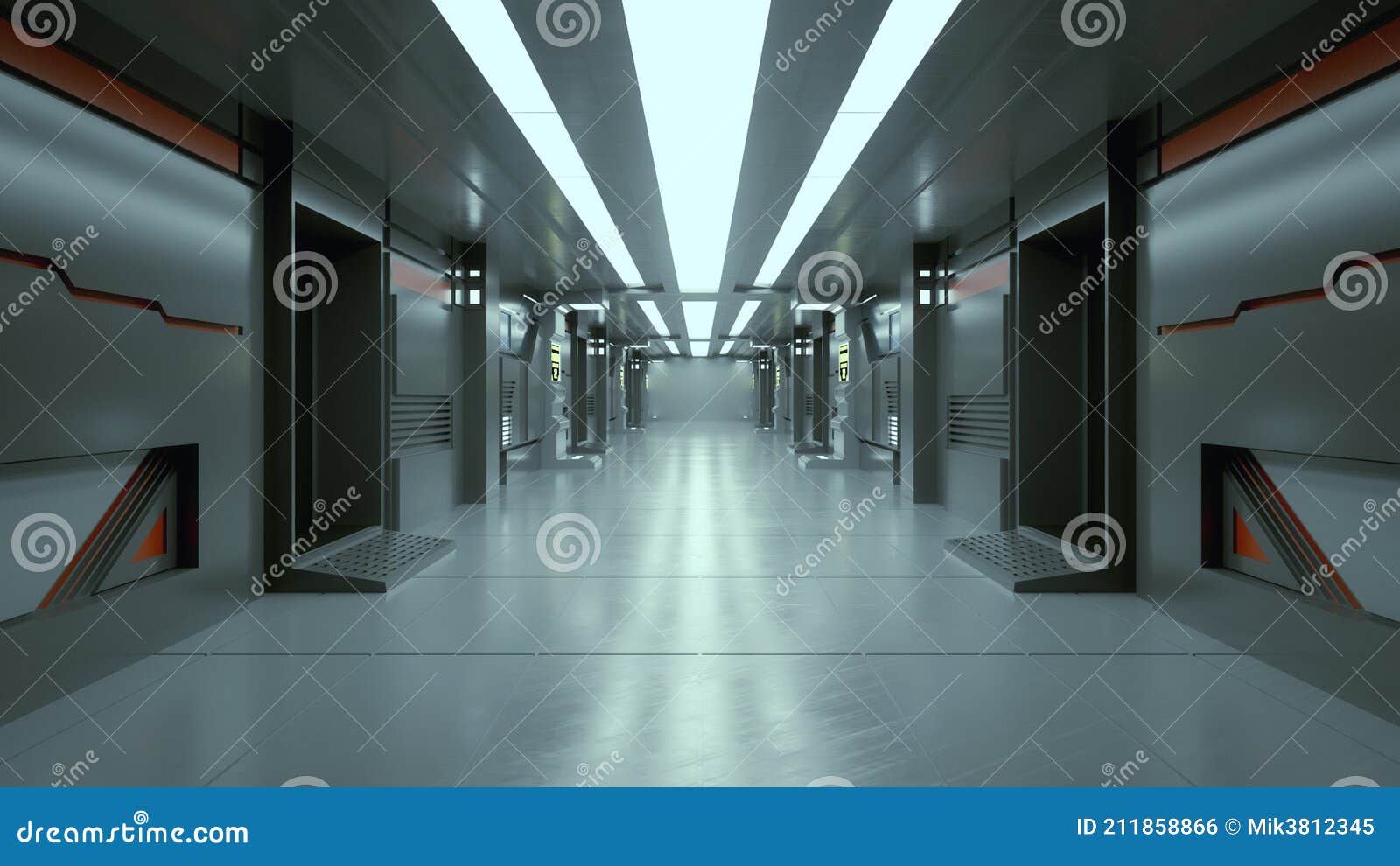 Futuristic Hallway. Concept of Modern Architecture and Interior ...