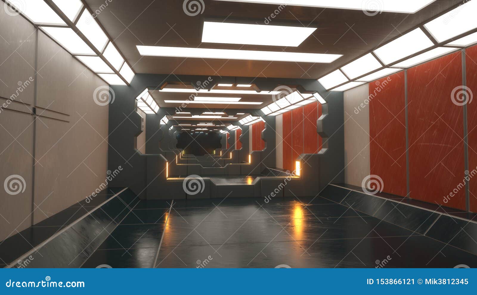 Futuristic Hallway. Interior Concept Design Stock Illustration ...