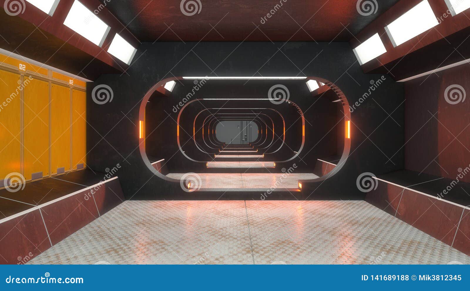 Futuristic Interior Corridor Architecture Stock Photo - Image of render ...
