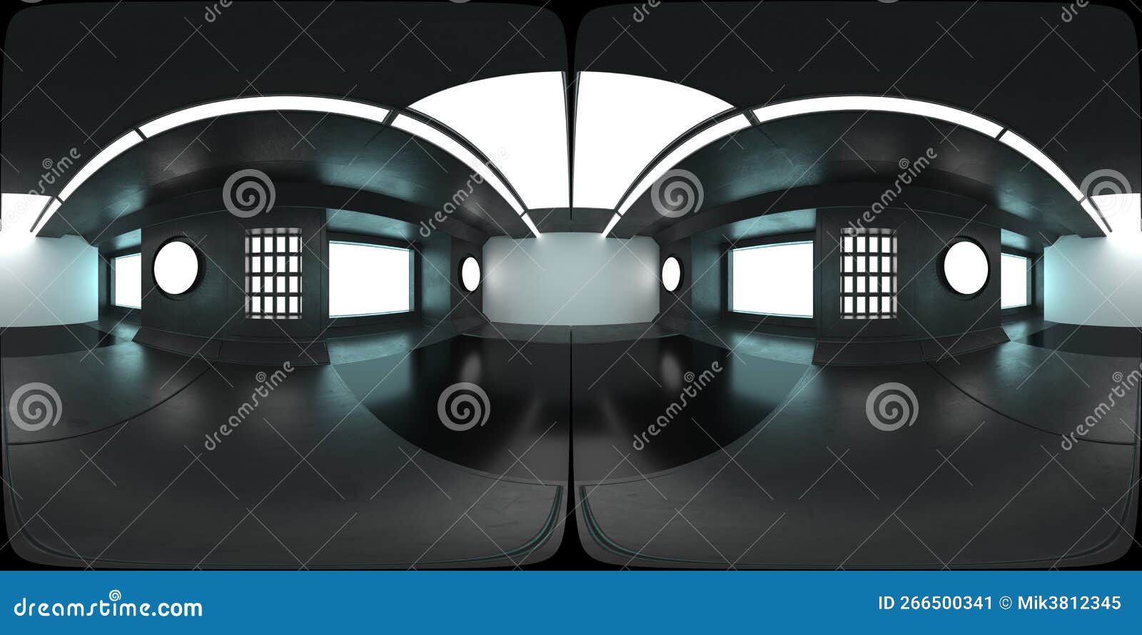 Futuristic Panoramic Billboard Mockup. Cyberpunk Style Frame Interior ...