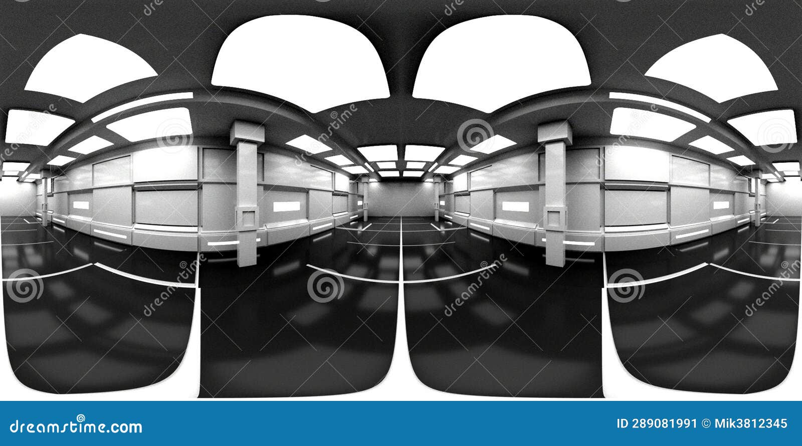 3d Render. Futuristic Panoramic Stock Illustration - Illustration of ...