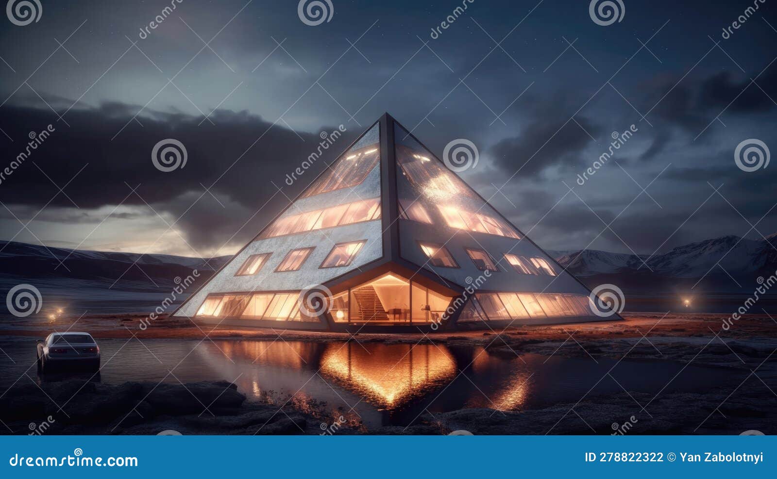Futuristic Pyramid In The Desert AI Generated Stock Illustration ...