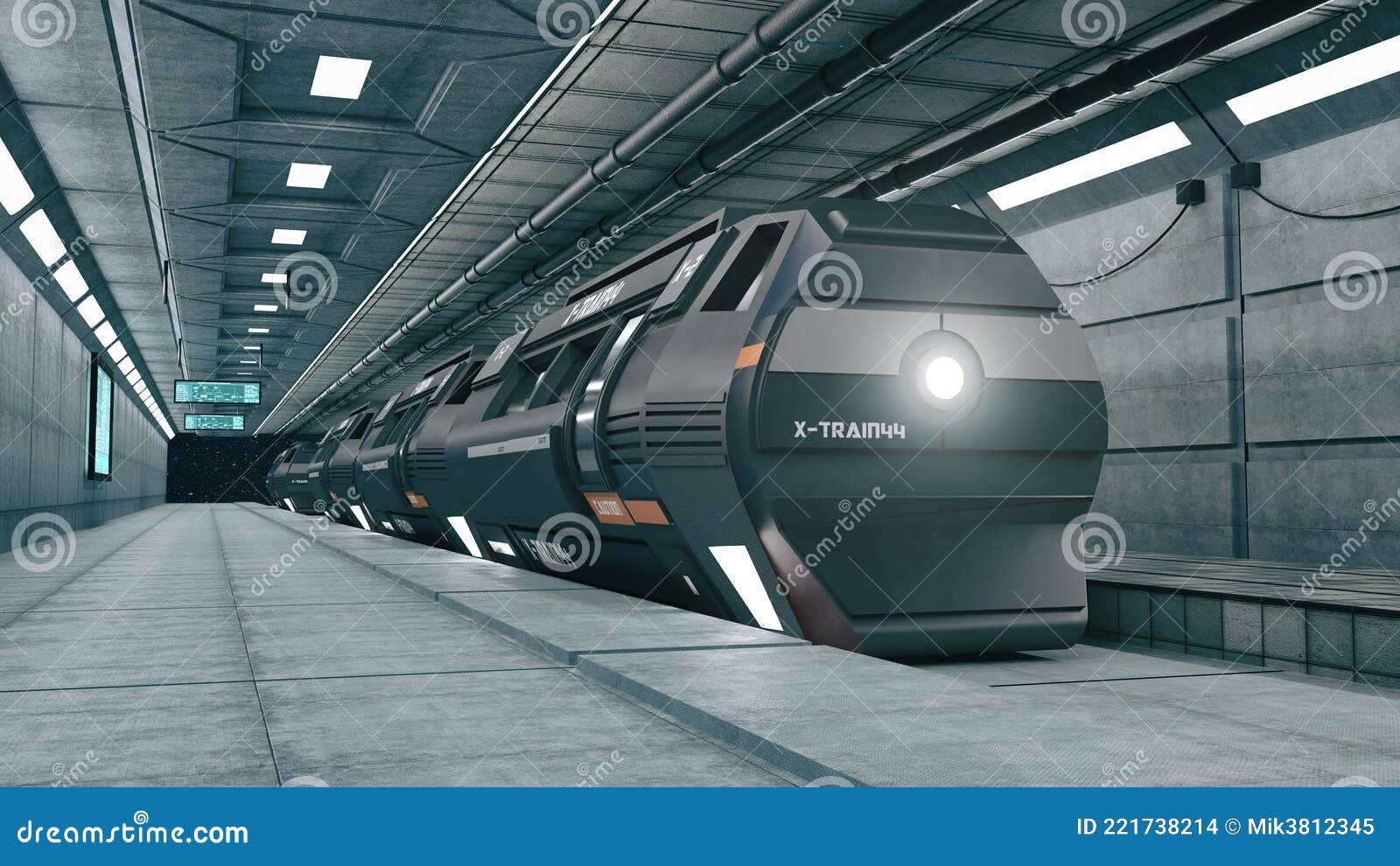 Futuristic Space Train Concept Stock Illustration - Illustration of ...