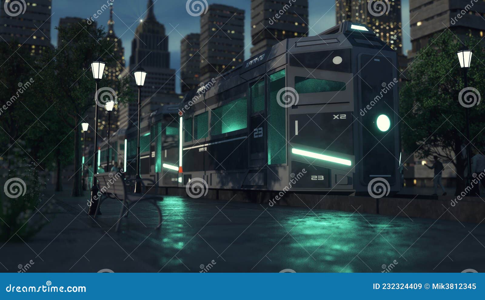 Futuristic Space Train Concept Stock Illustration - Illustration of ...