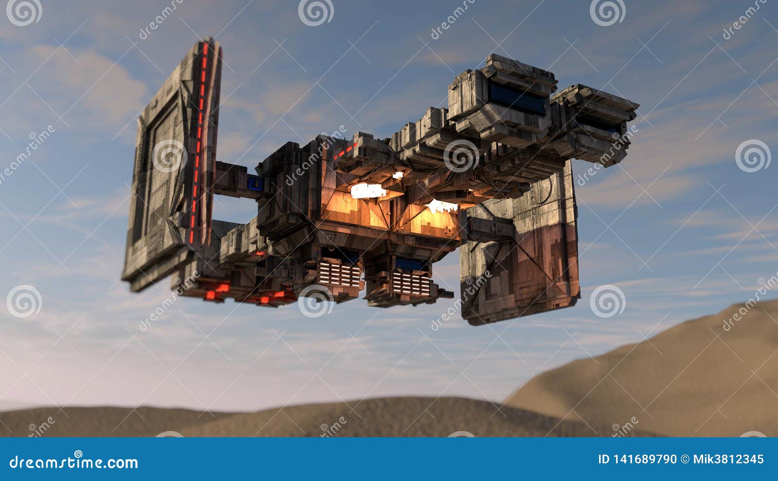 Futuristic Spaceship Concept Stock Illustration - Illustration of ...