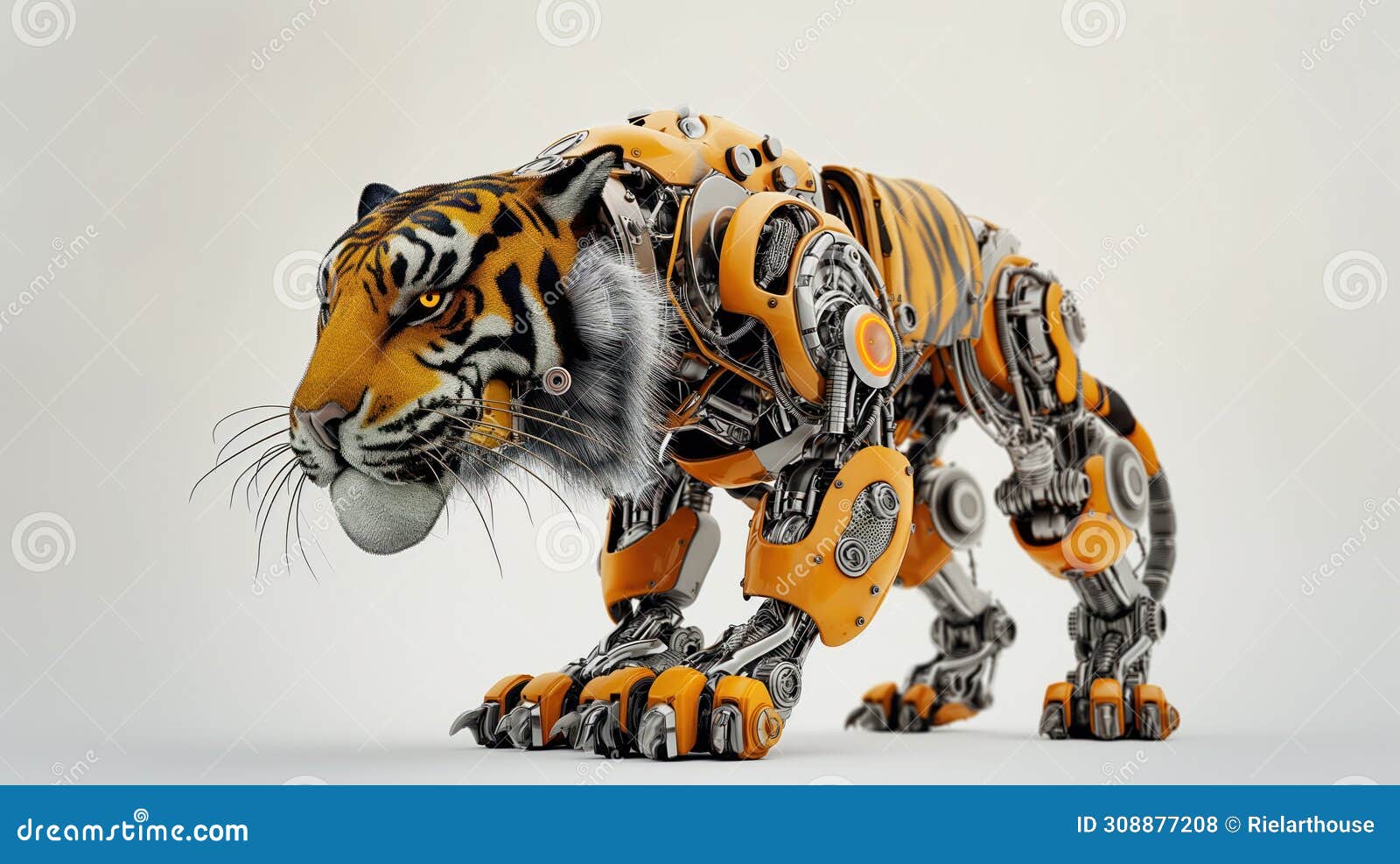 Futuristic Tiger Robot Design Stock Illustration - Illustration of ...