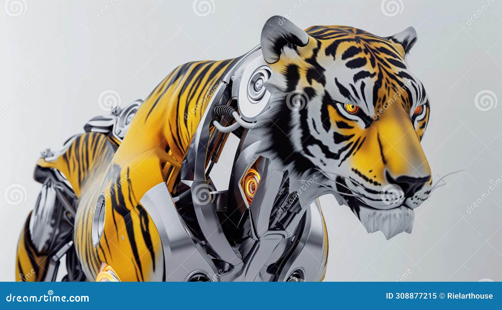 Futuristic Tiger Robot Design Stock Illustration - Illustration of ...