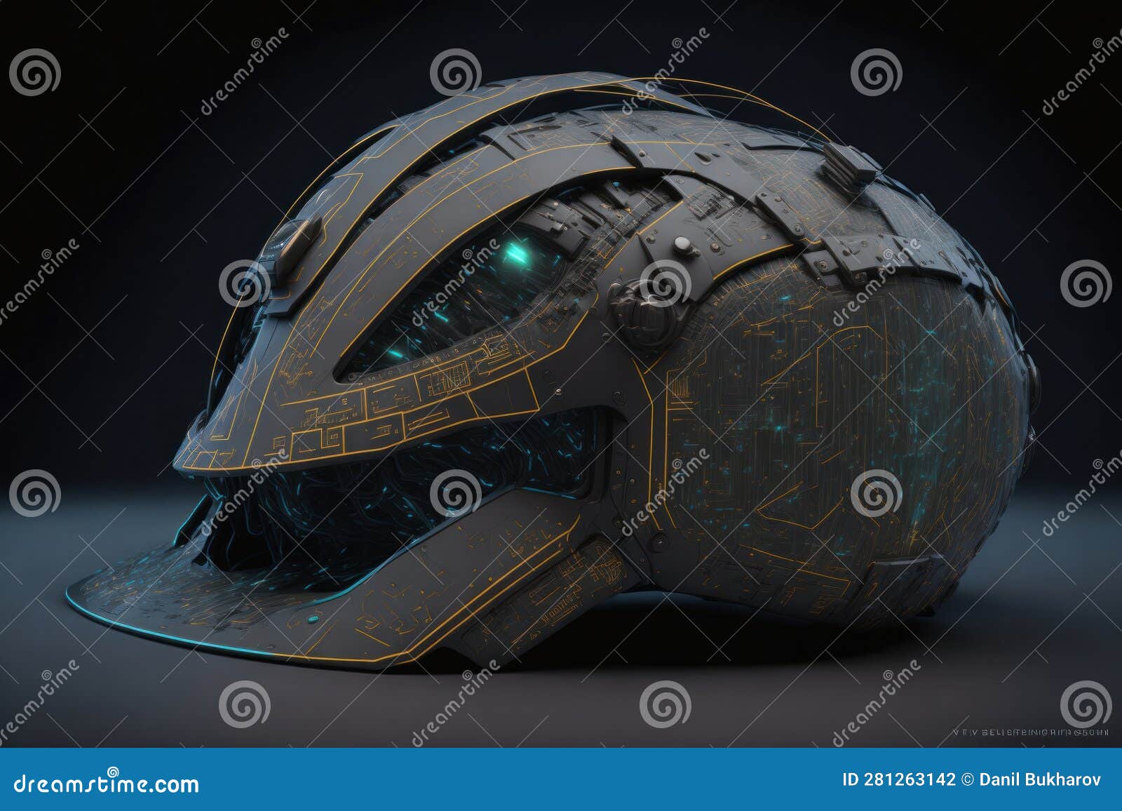 3d Render of a Futuristic VR Helmet on a Dark Background. Stock ...