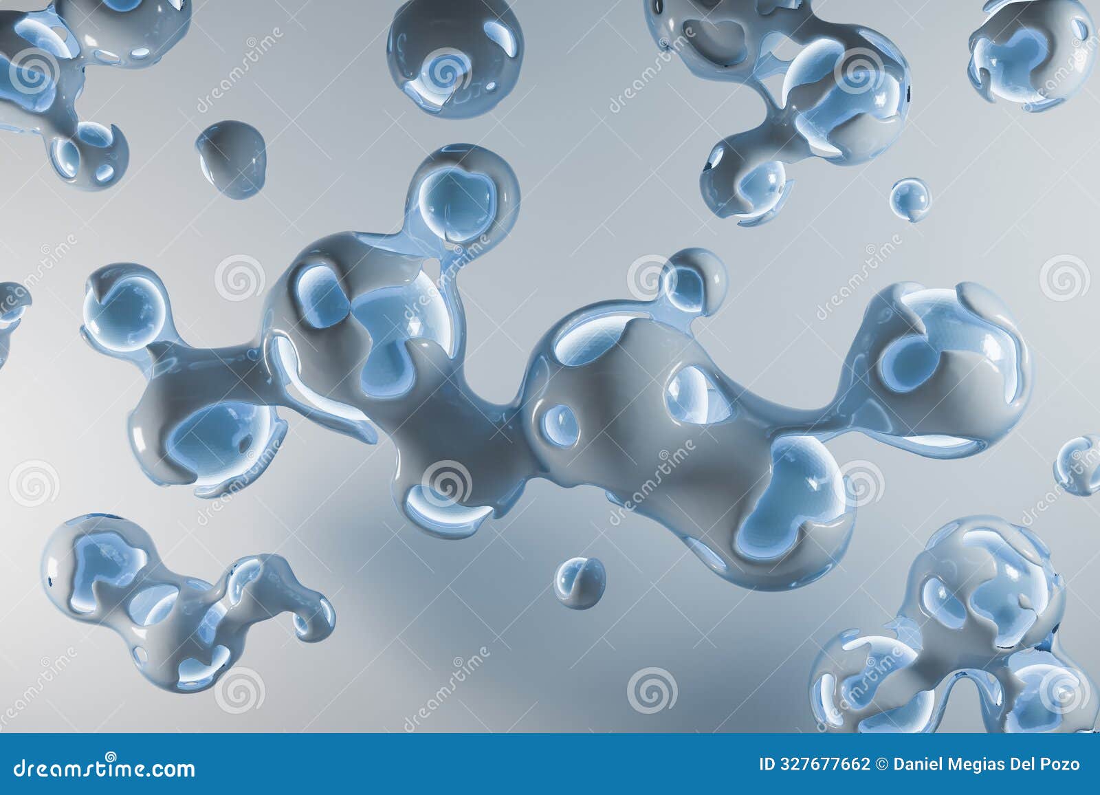 3D Render of Futuristic Water Molecule Model. Scifi Background Stock ...