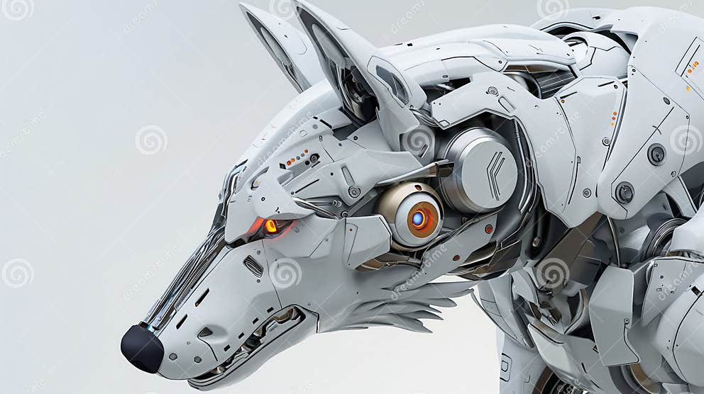 Futuristic Wolf Robot Design Stock Illustration - Illustration of ...