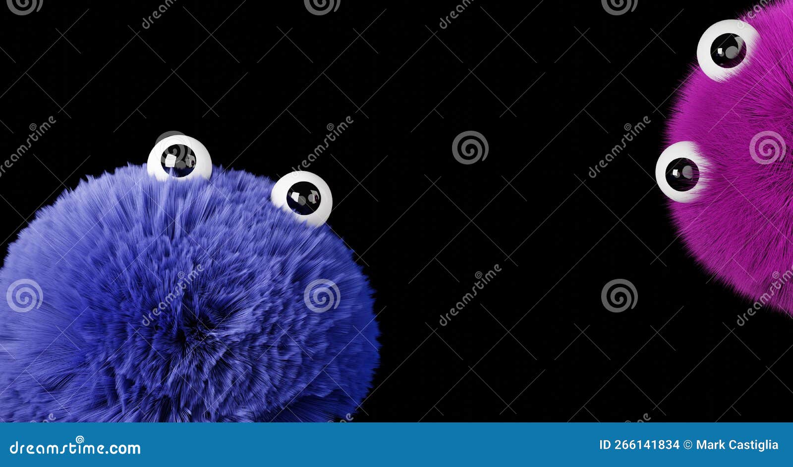 3d Render of Fuzzy Guys with Big Eyes Looking at Viewer Stock ...