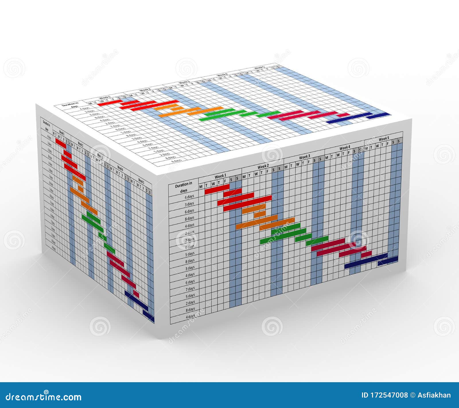 3d Render of Gantt Chart Box Stock Illustration - Illustration of ...
