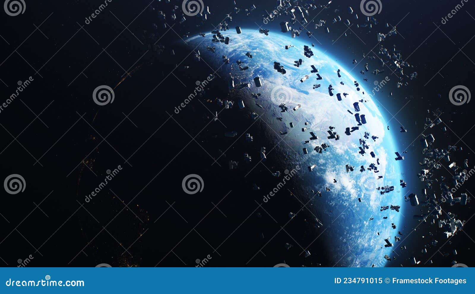 3D Render of Garbage in Planet Earth Orbit Stock Illustration ...