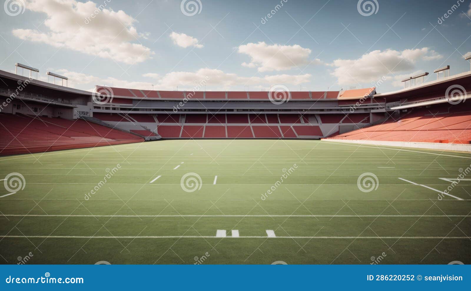 3D Render of a Generic Football Stadium with Green Grass Field Stock ...