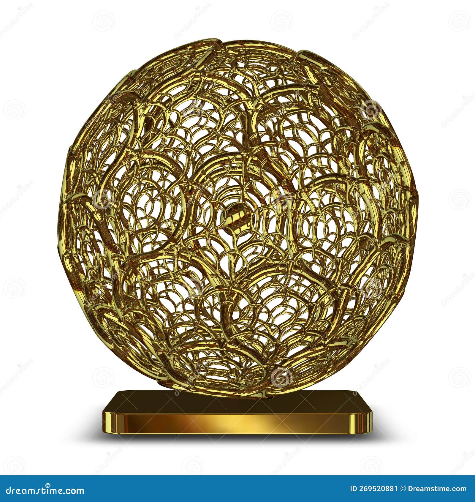 3D Render, Geometric Figure, Golden Shape, Unique Design, Background ...