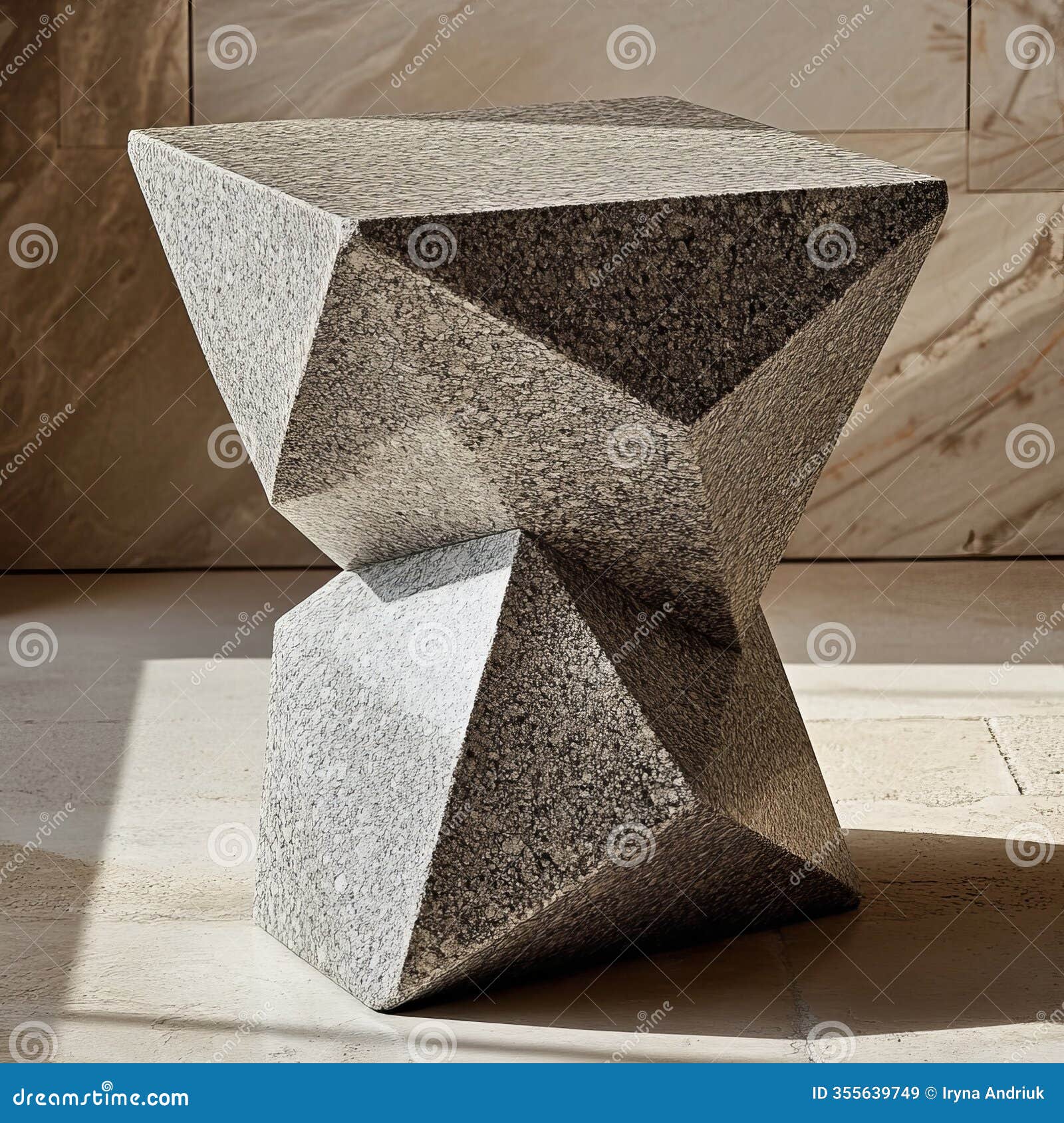 3d Render of a Geometric Shape Made of Concrete Blocks on a Marble ...