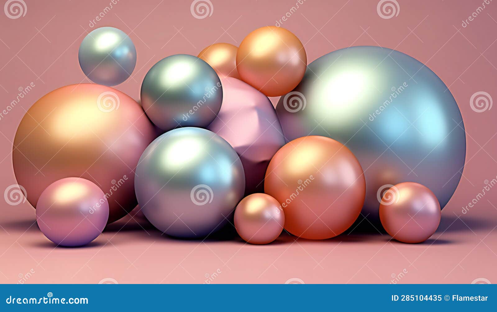 3D Render of Geometric Shapes, Spheres with Pastel Colours Stock ...