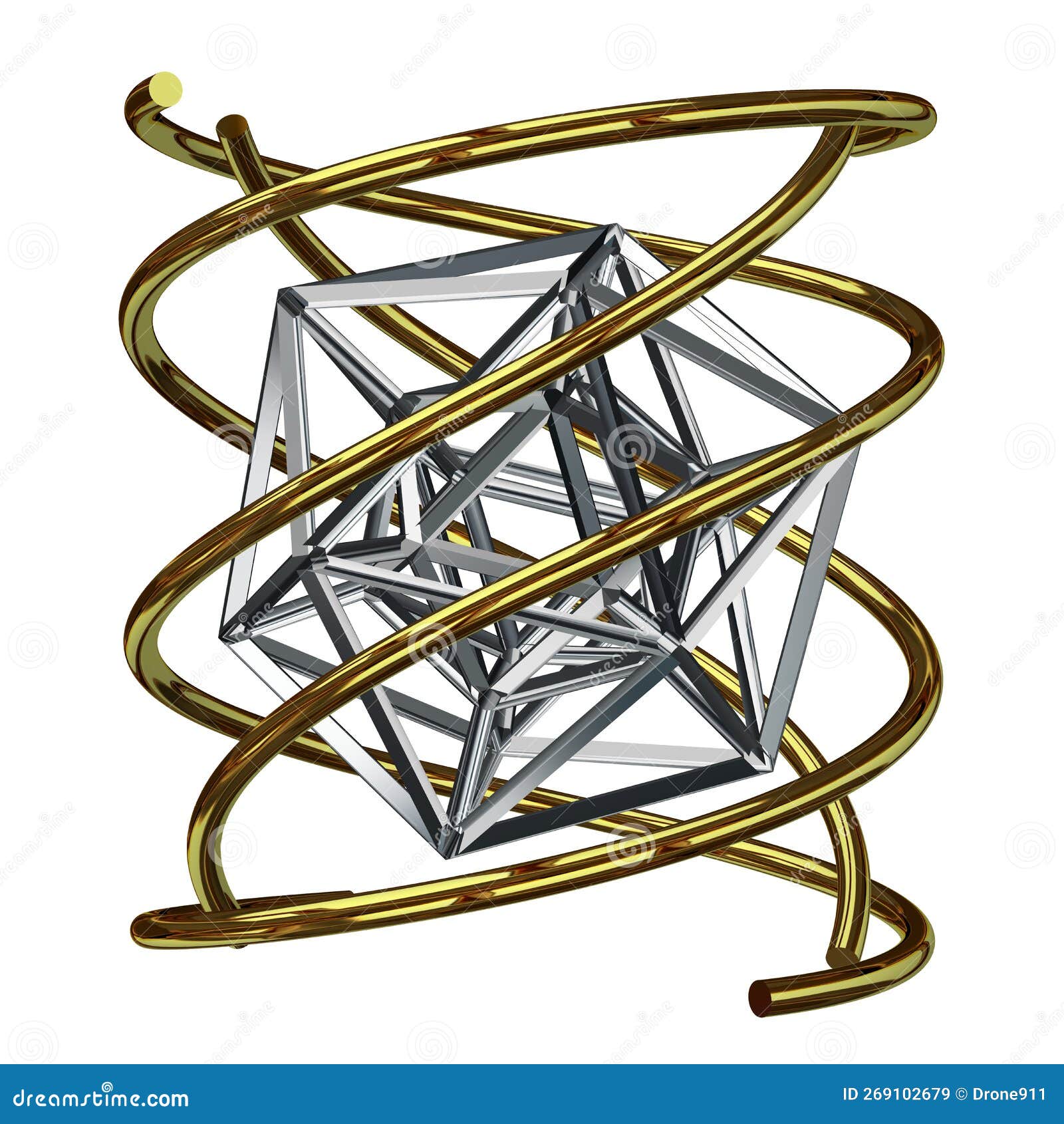 Golden and Silver Shapes, Splines, Lines, Stripes, Rectangles, Circles ...