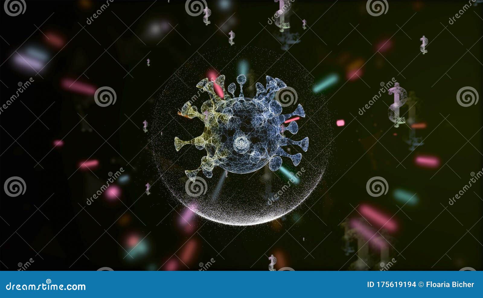 3d Render of Germ Inside a Transparent Bubble Attacked by Laser ...