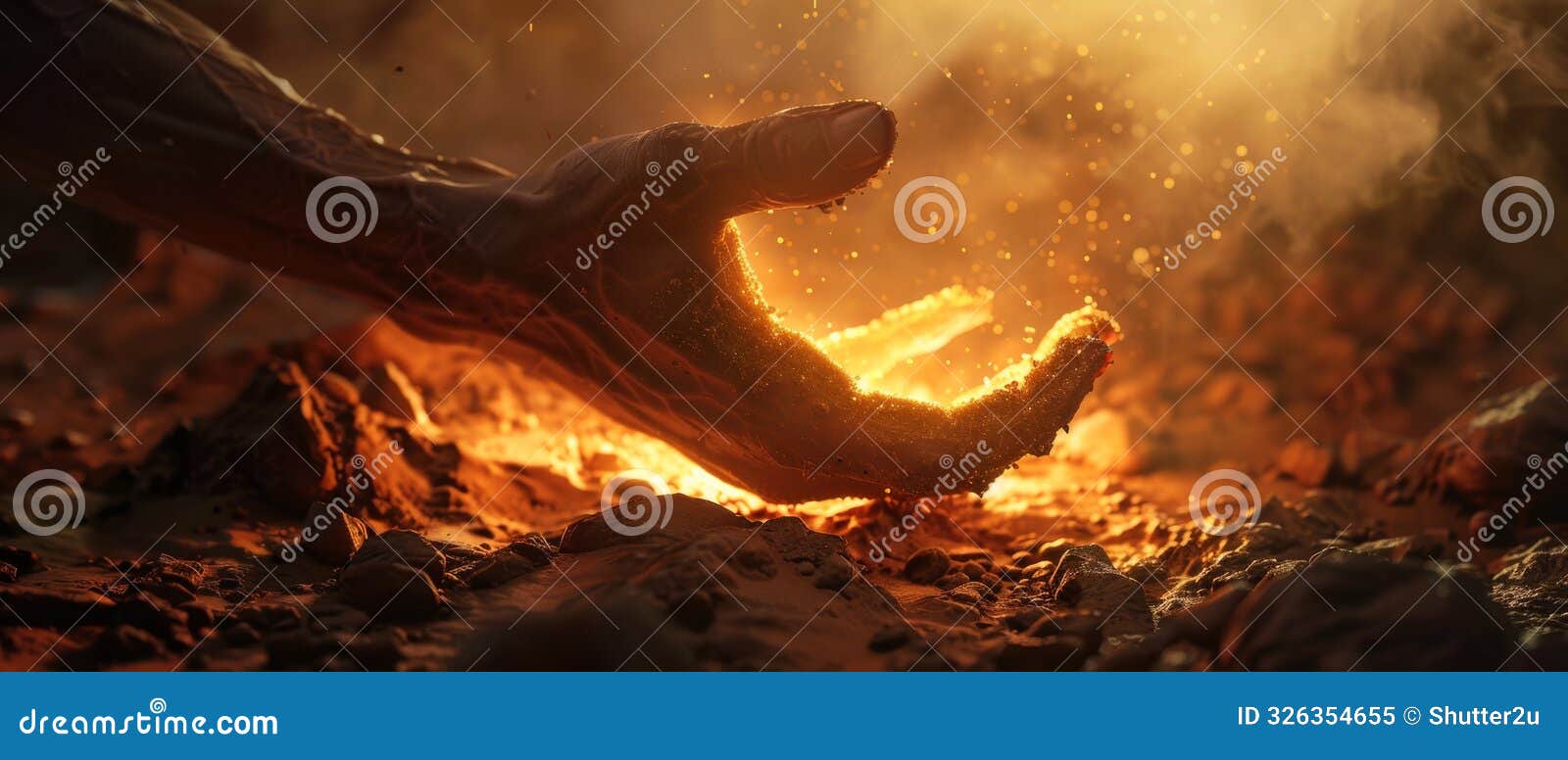 3D Render Gigantic Hand Reaching Out From The Ground Offering A Helping ...