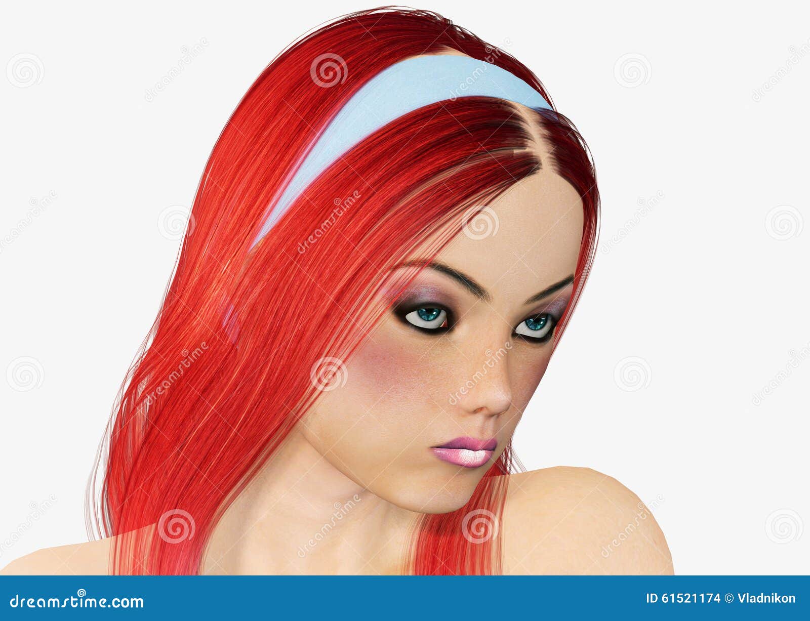 3d render girl s face. stock illustration. Illustration of dream - 61521174