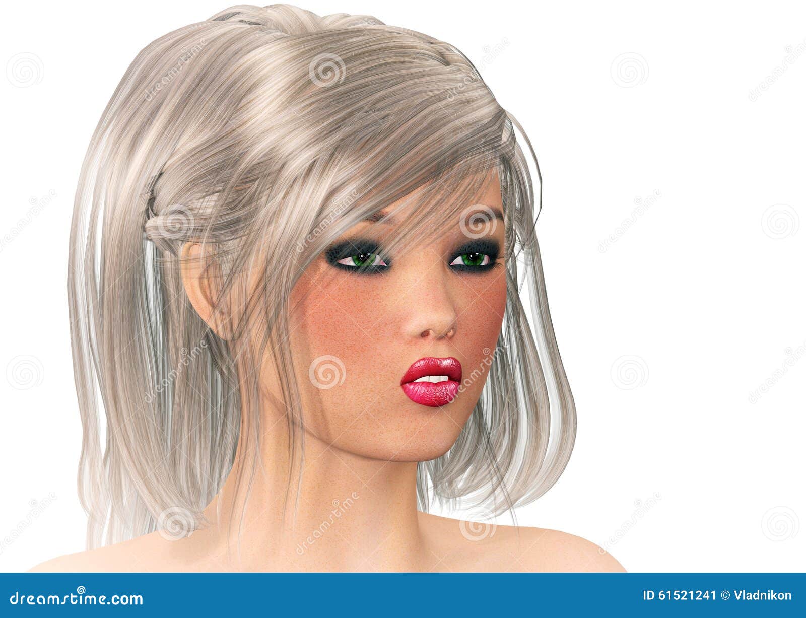 3d render girl s face. stock illustration. Illustration of portrait ...