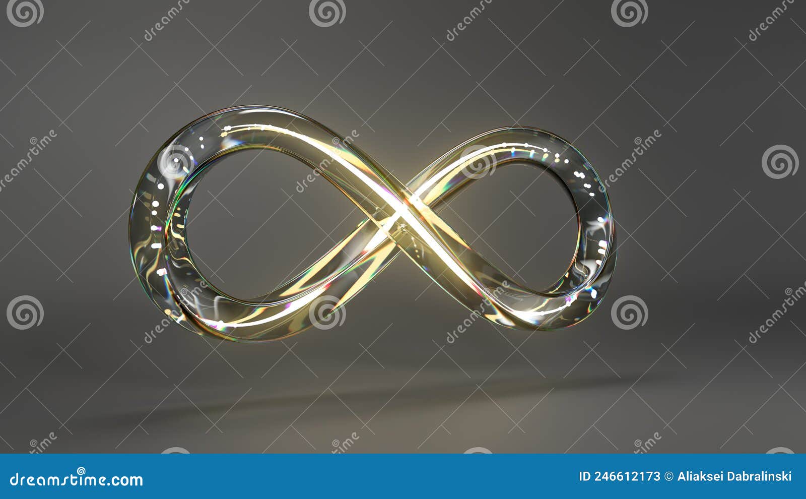 3d Render Glass Infinity Symbol with Neon Gold in Loop Animation with ...
