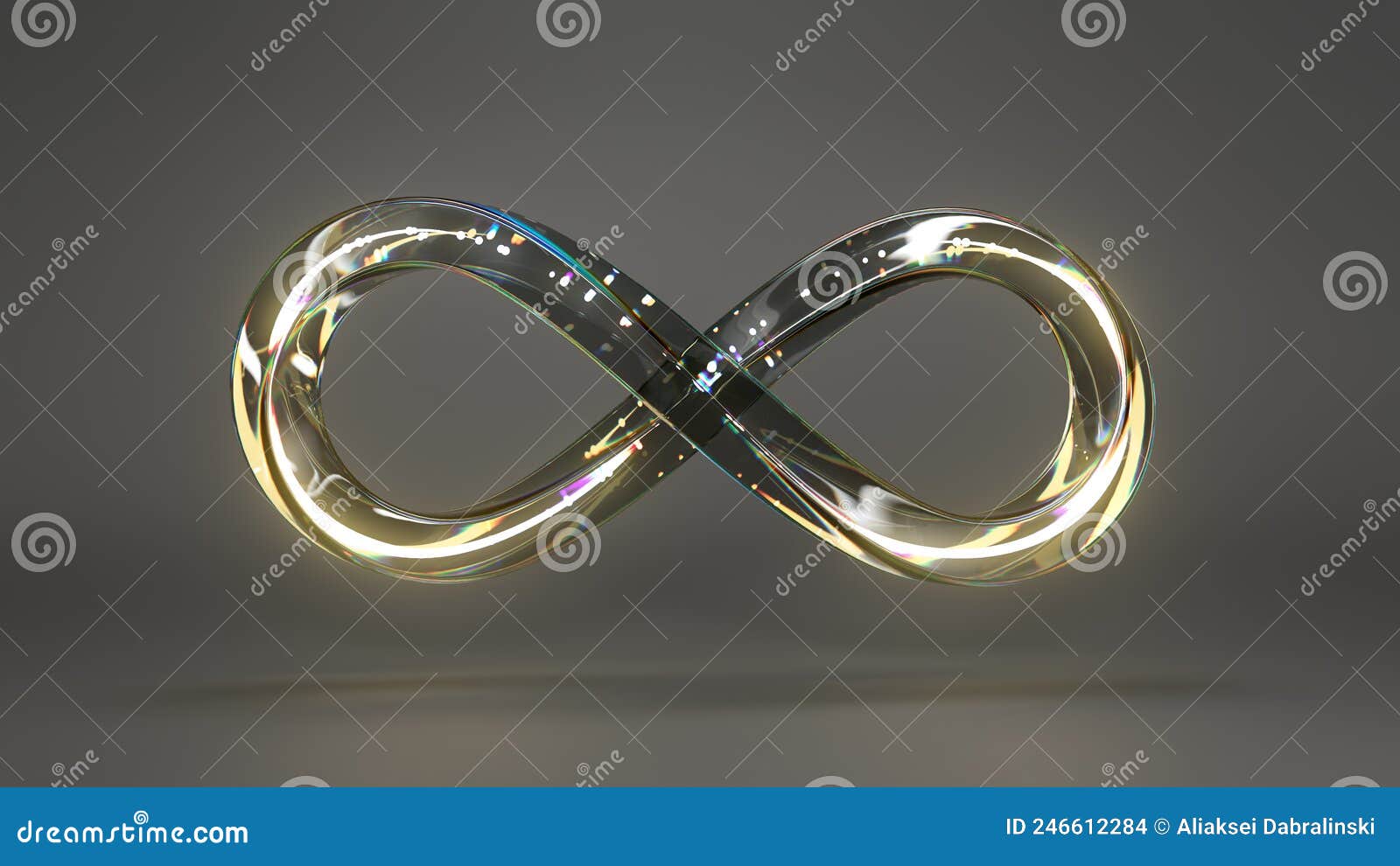 3d Render Glass Infinity Symbol with Neon Gold in Loop Animation with ...