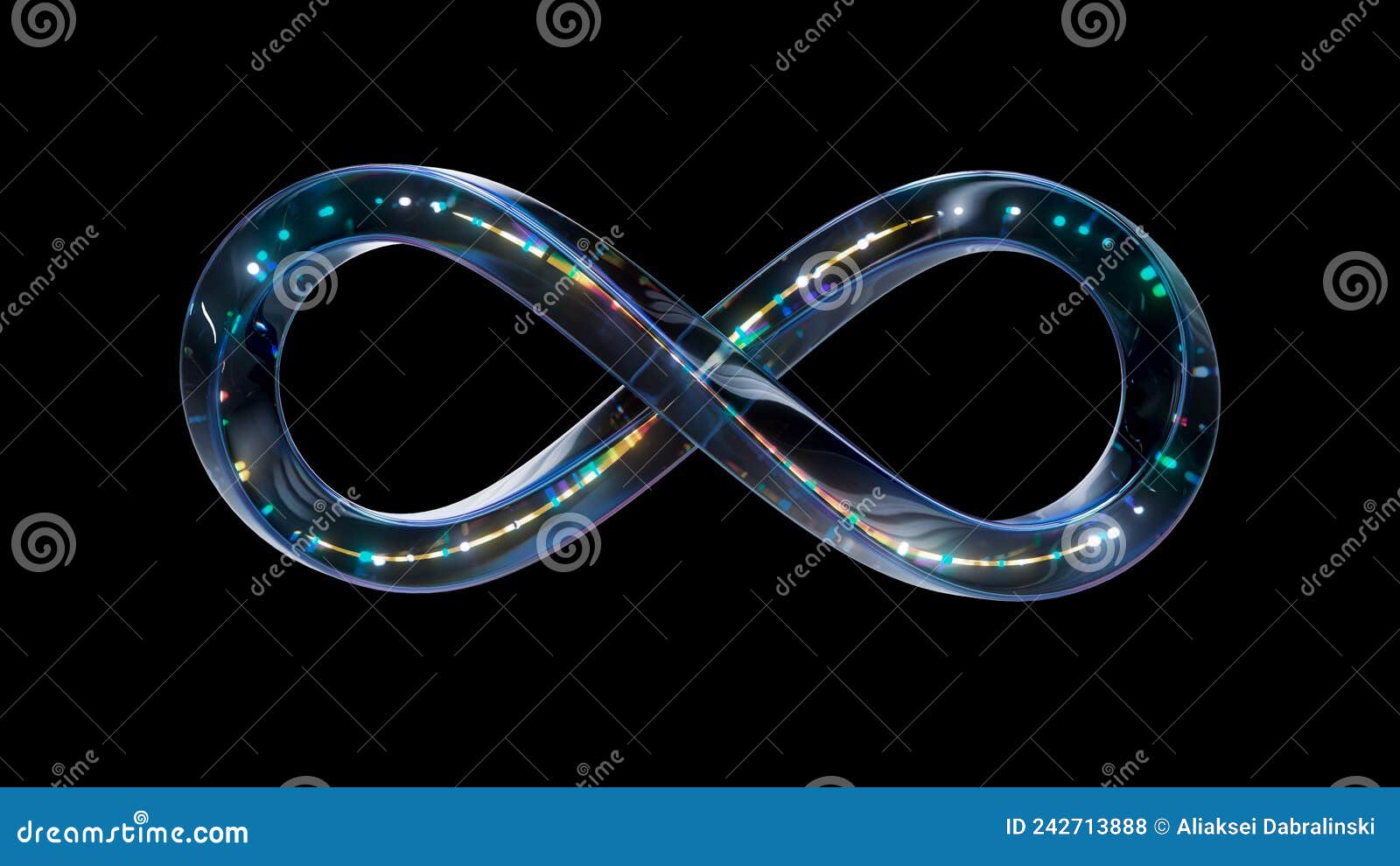 3d Render Glass Infinity Symbol with Neon in Loop Animation with Alpha ...