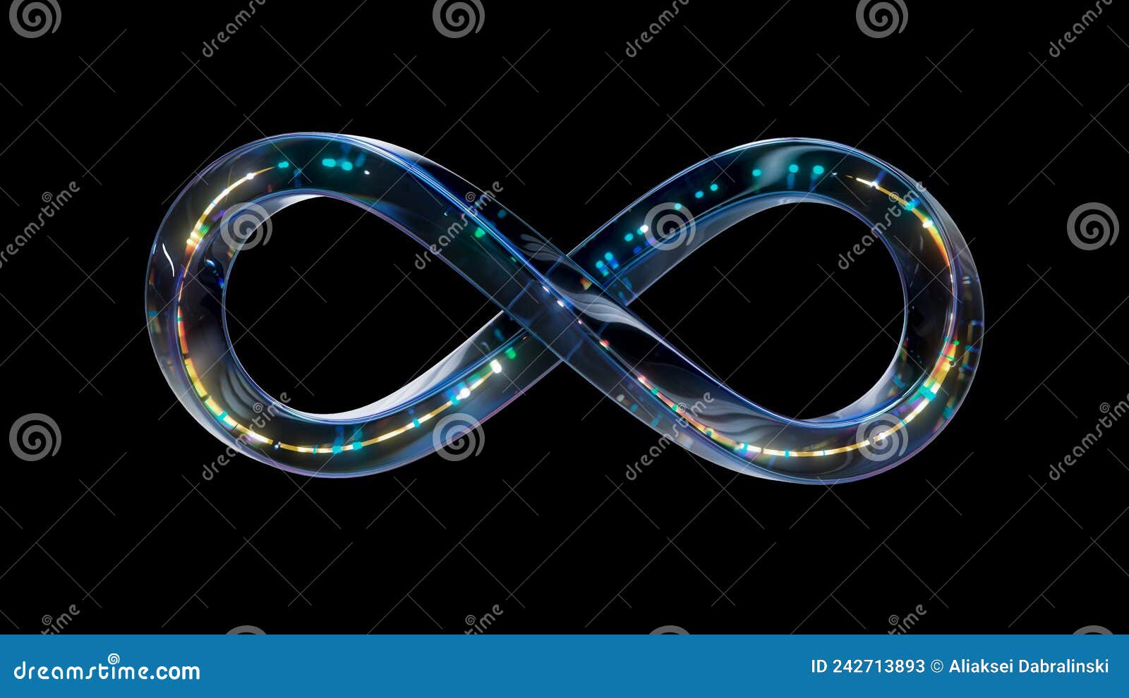 3d Render Glass Infinity Symbol with Neon in Loop Animation with Alpha ...