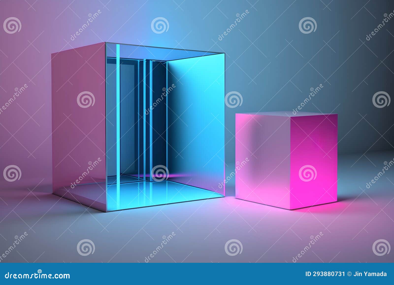 3d Render of a Glass Showcase with a Neon Light in the Background Stock ...