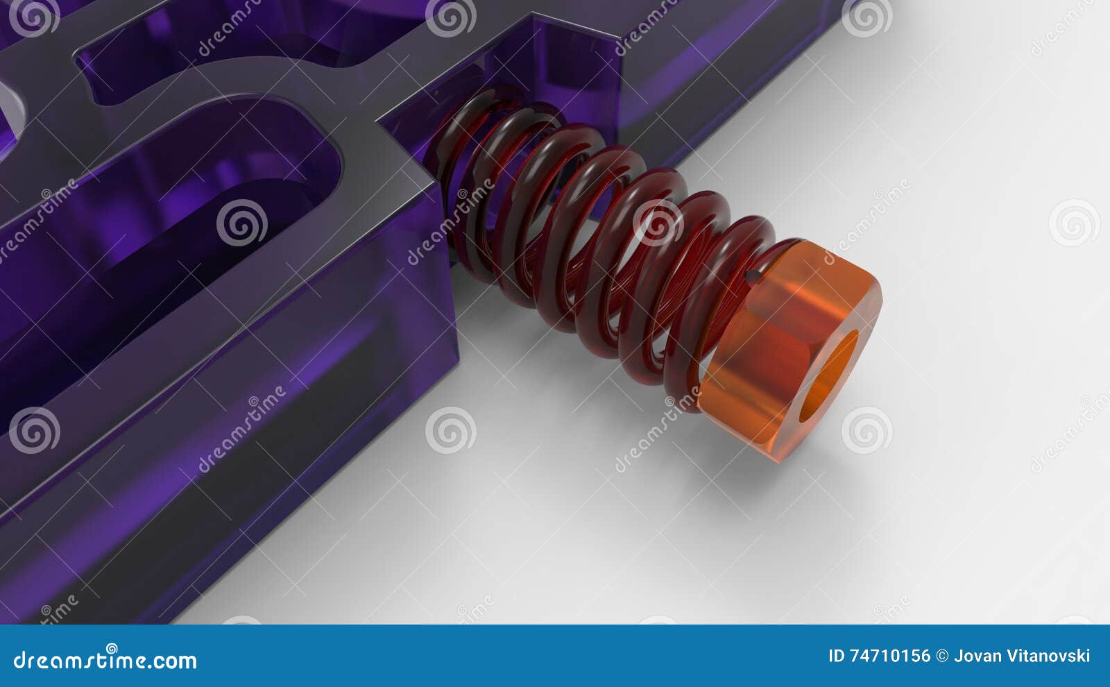 3d render of glass spring stock illustration. Illustration of violet ...