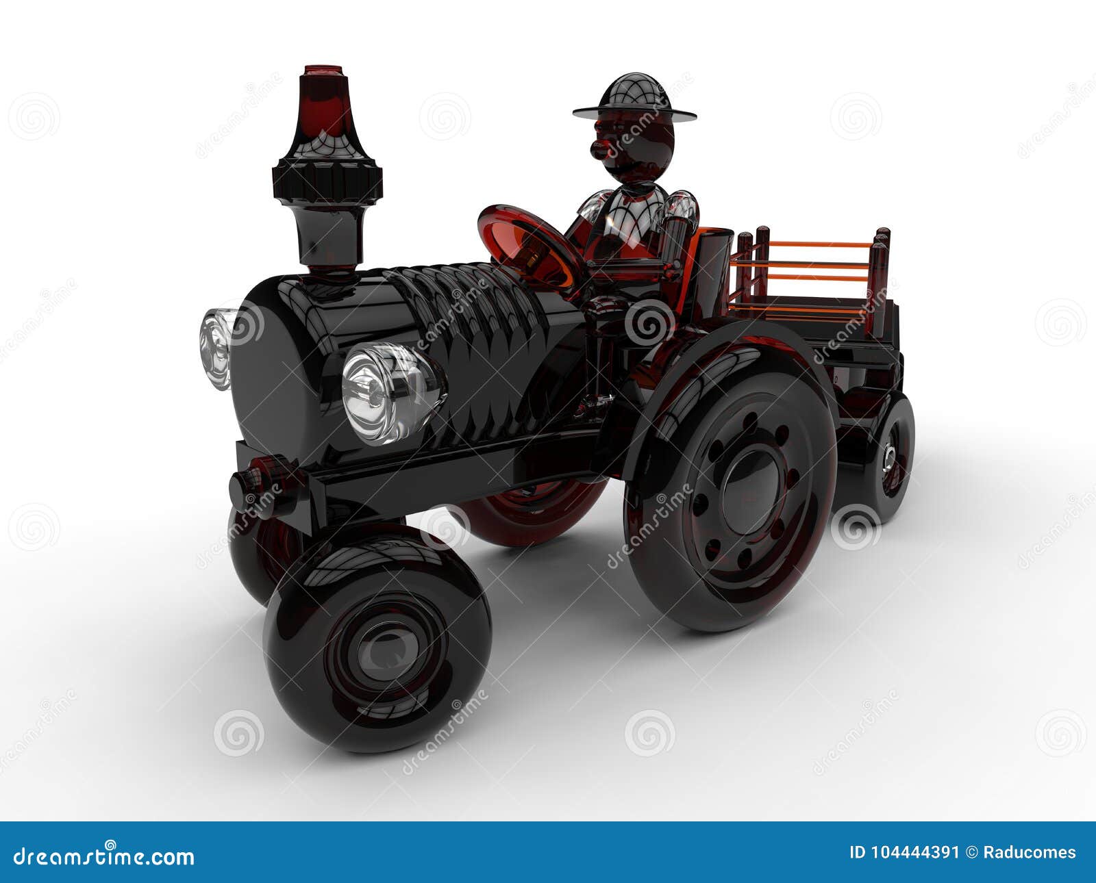 3D Render - Glass Tractor Sculpture Stock Illustration - Illustration ...