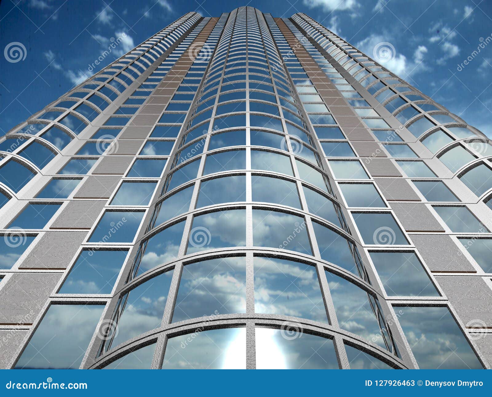 Building. Multi-storey Building. Glass Facade. 3d Rendering of a Facade ...