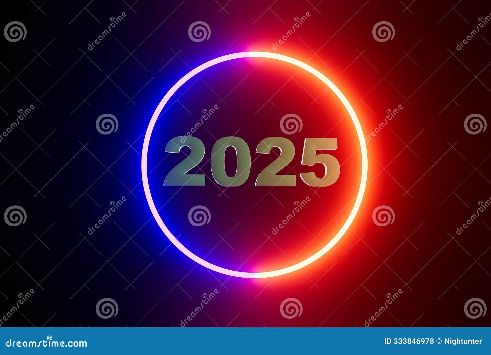 3d Render A Glowing Circle With The Number 2025 In The Center, 2025 ...