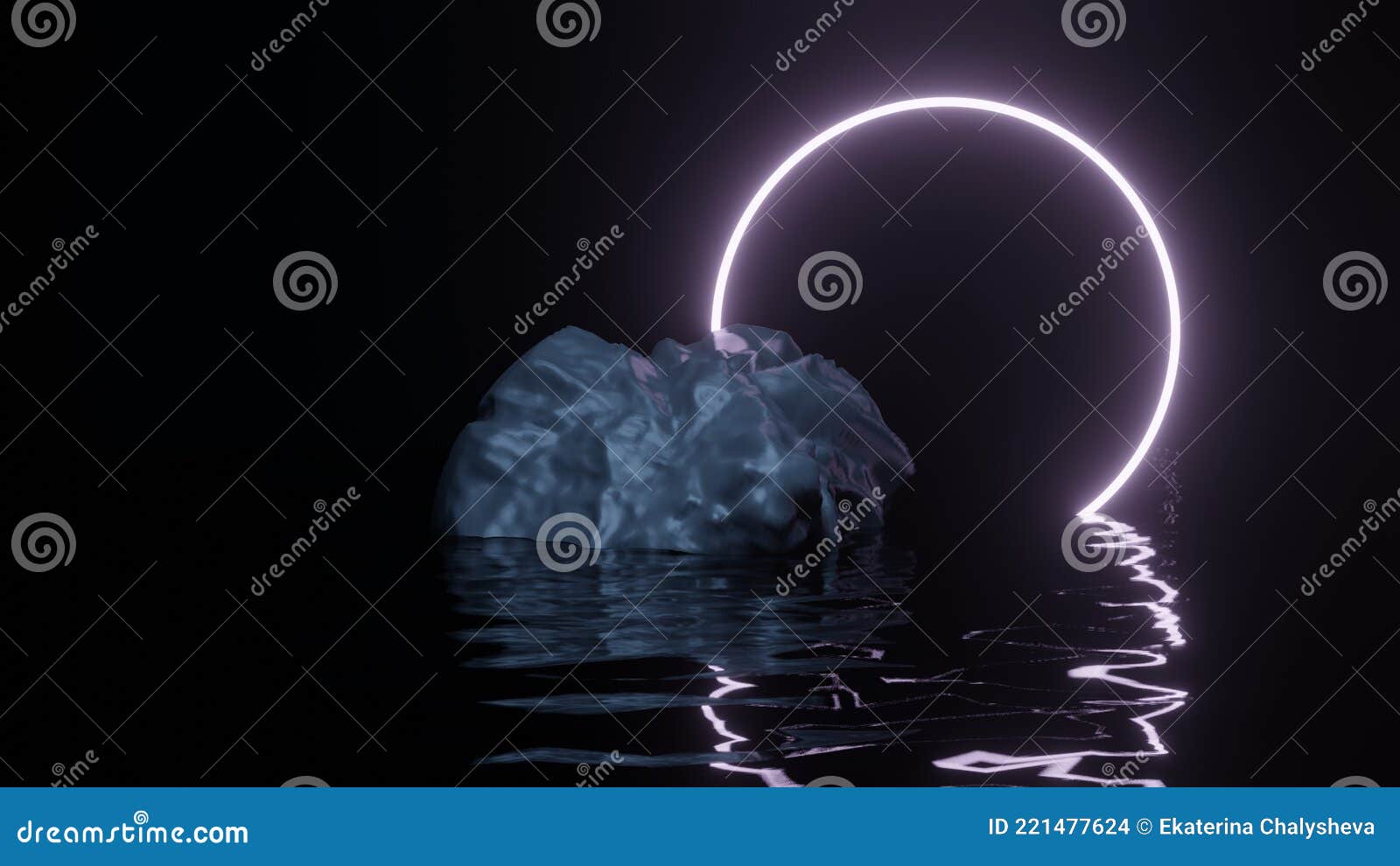 3d Render of Glowing Empty Circle Under Water Stock Illustration ...