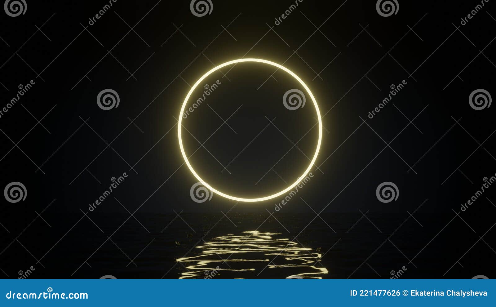 3d Render of Glowing Empty Circle Under Water Stock Illustration ...