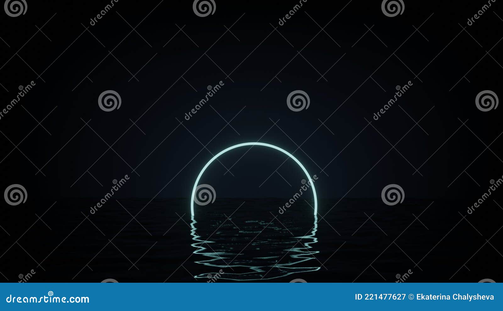3d Render of Glowing Empty Circle Under Water Stock Illustration ...
