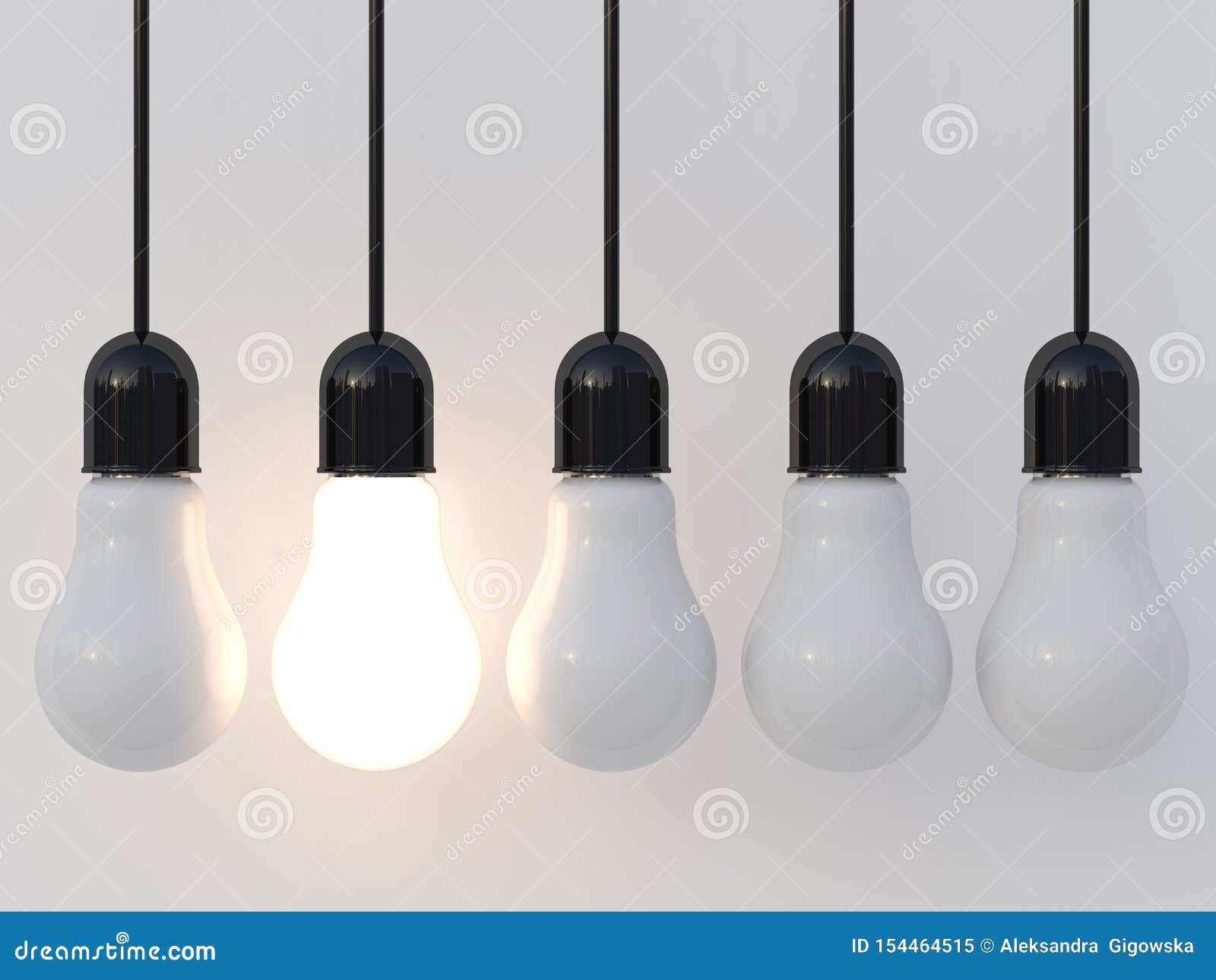 3d Render of Glowing Light Incandescent Bulbs Stock Illustration ...